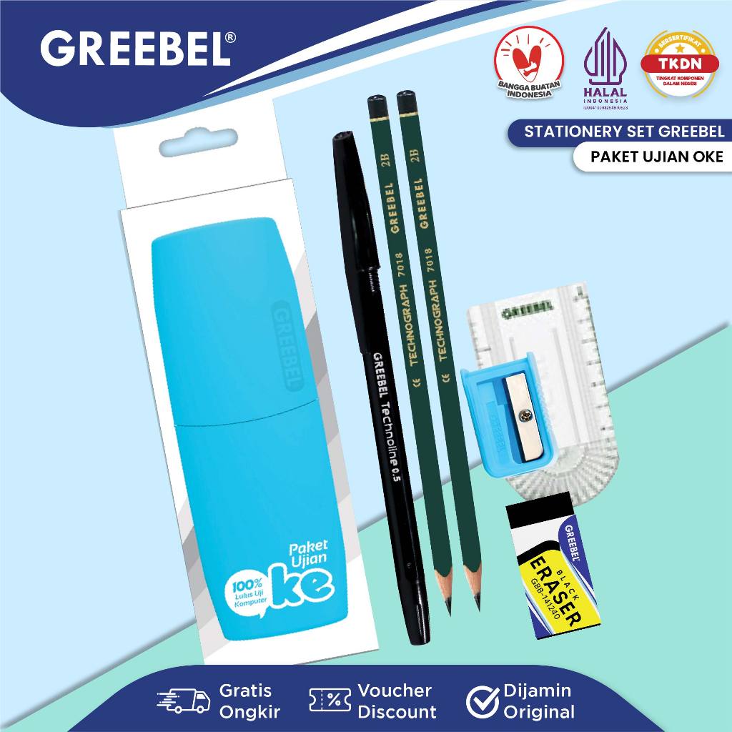 Jual GREEBEL Paket Alat Tulis Ujian OKE / Stationary / Stationery Set ...