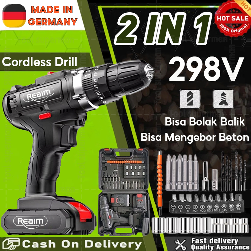 Jual REALM Bor Baterai Bor Cas Bor Listrik Bor 2 in 1 Cordless Electric ...