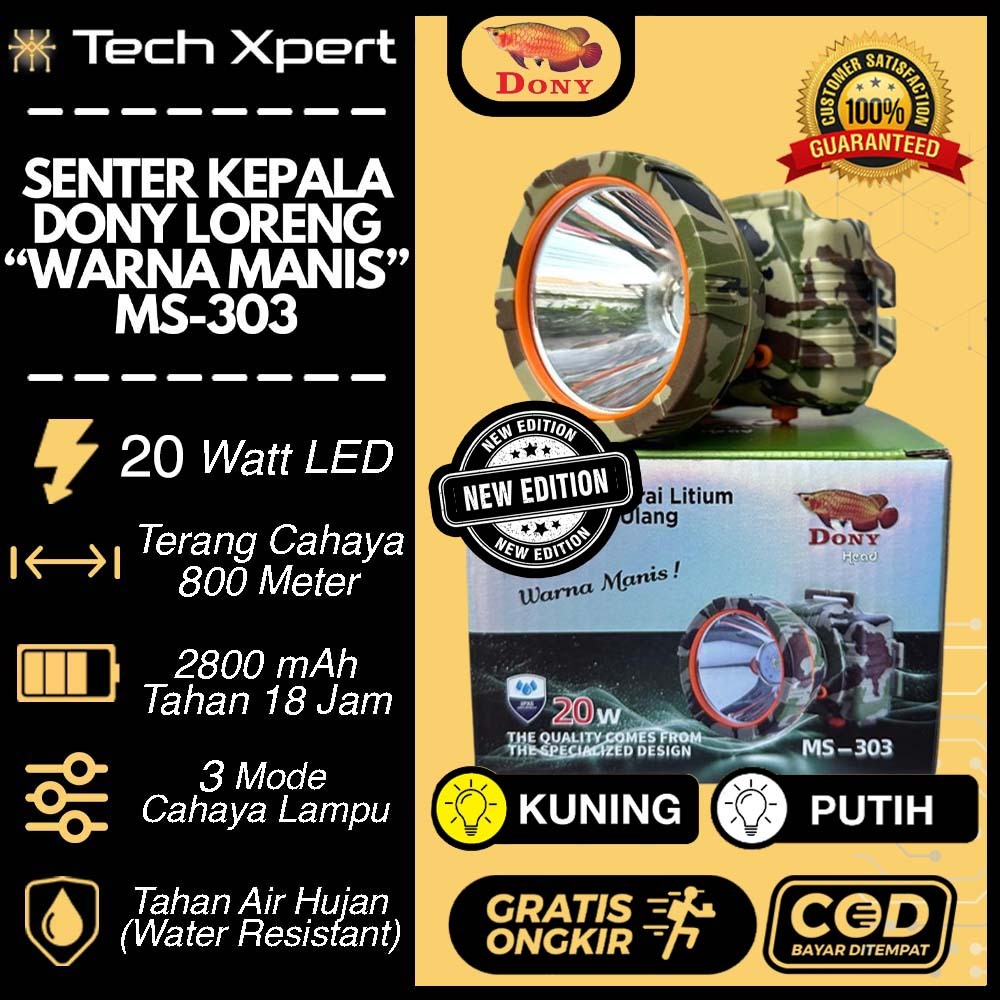 Jual SENTER KEPALA LED DONY 20 WATT MS-303 "WARNA MANIS" ORI MOTIF ...