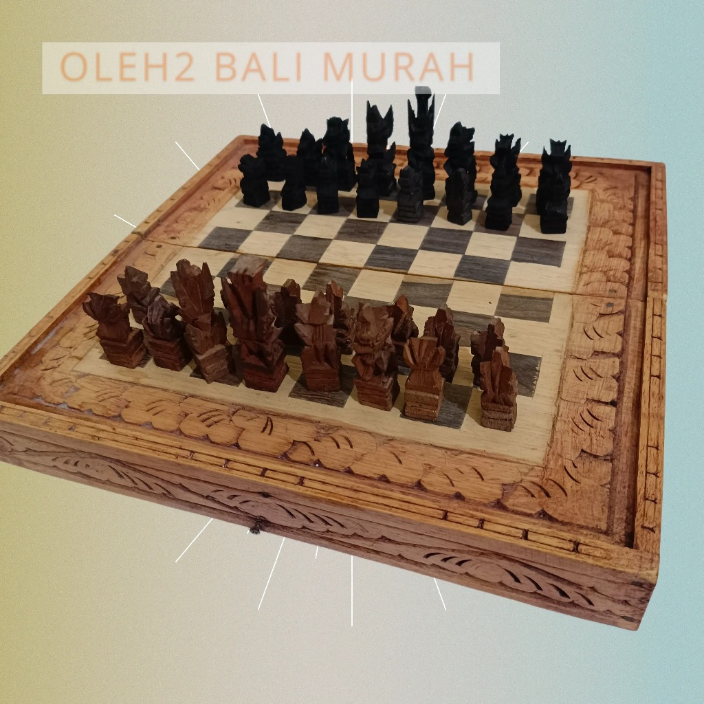 Jual Catur Kayu Ukir Khas Bali 30 cm-Papan Catur Ukir Bali-Catur Hias ...