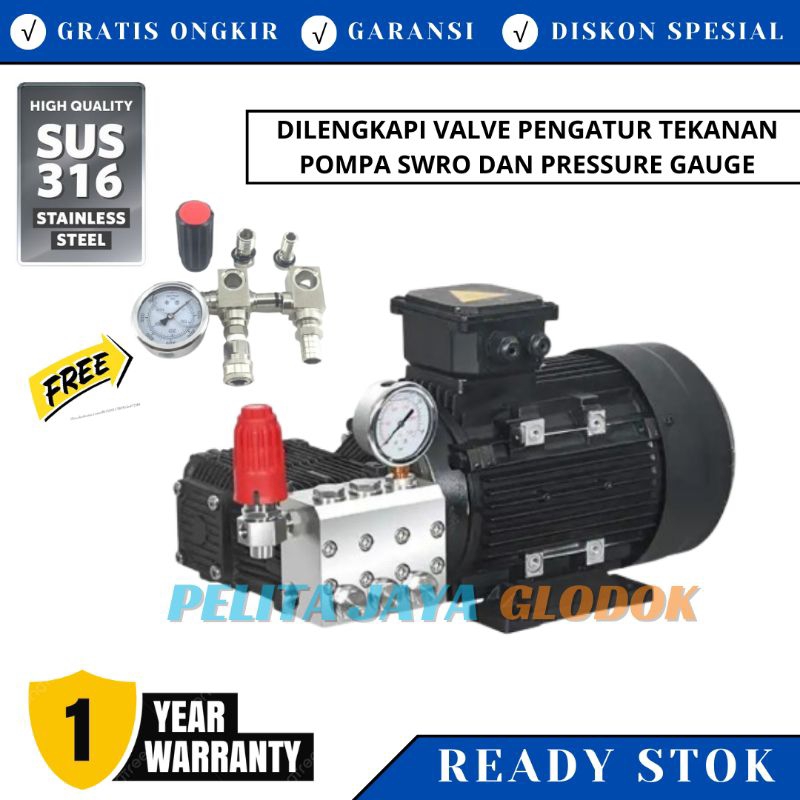 Jual POMPA PLUNGER SWRO 8LPM 100BAR HIGH PRESSURE SEA WATER POMPA ...