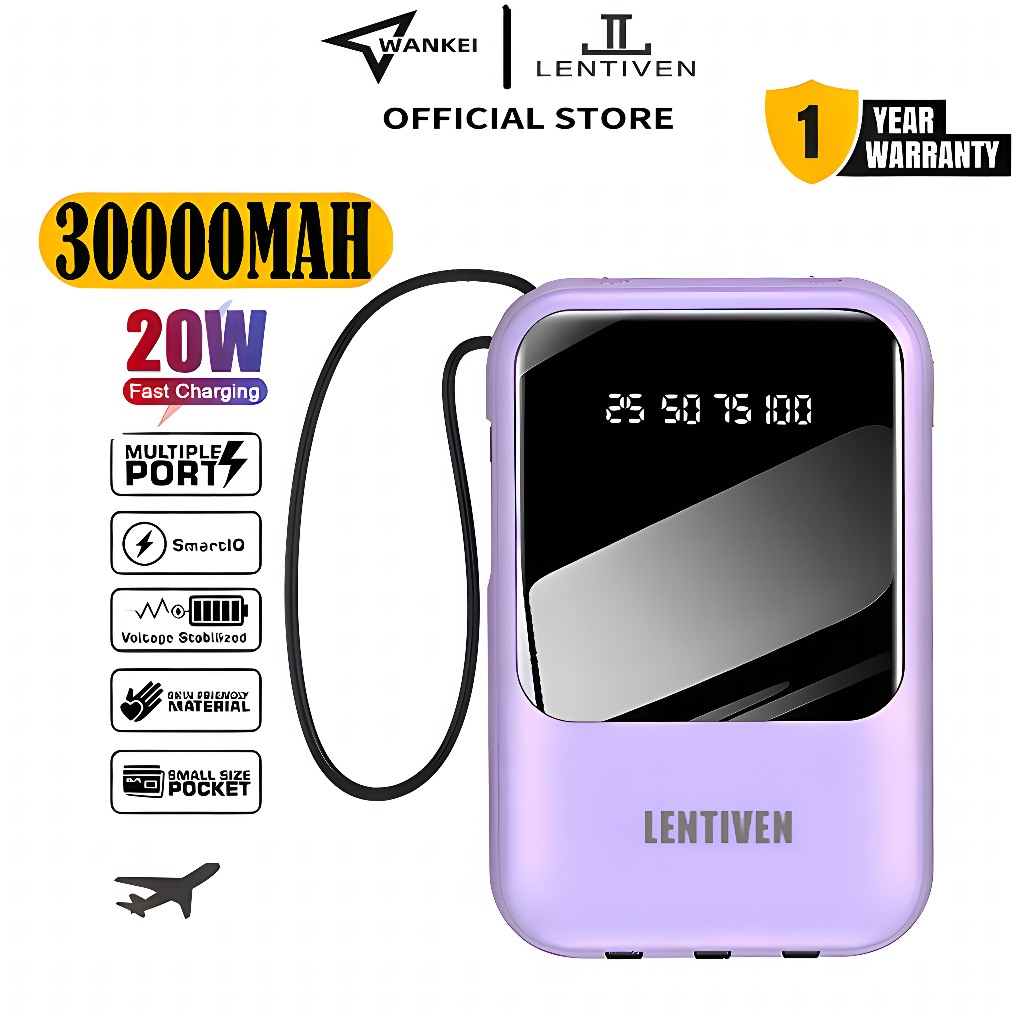 Jual WANKEI LENTIVEN Powerbank 30000 MAH Mini Size with 4 USB Fast ...