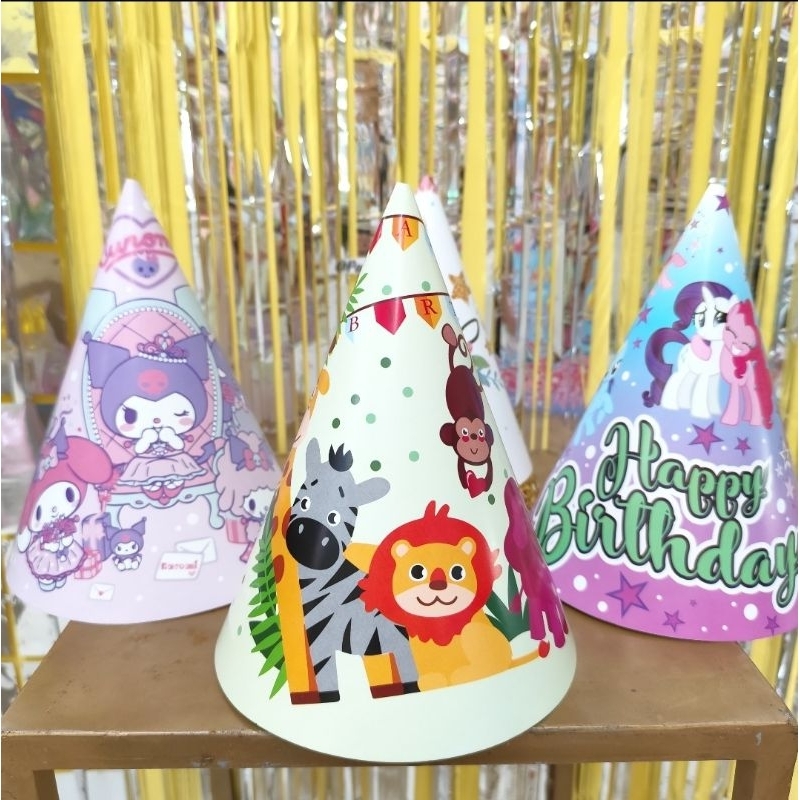 Jual Topi kerucut ulang tahun anak Kuromi unicorn Animal hewan little ...