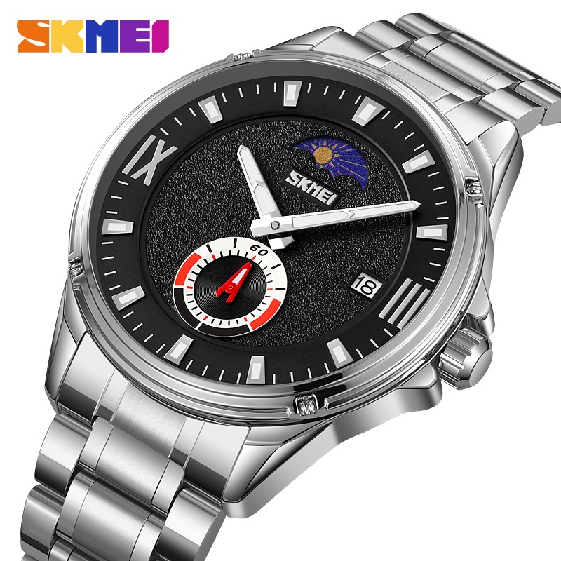 Jual Jam Tangan Pria Analog SKMEI 9326 SILVER BLACK WATER RESIST 30M ...