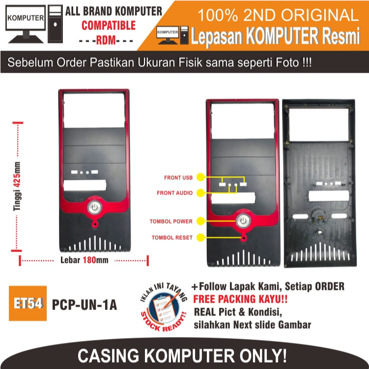 Jual ET54 PCP-UN-1 CASING FRONT PANEL PC KOMPUTER UNIVERSAL ALL BRAND PC KOMPUTER COMPATIBLE ...