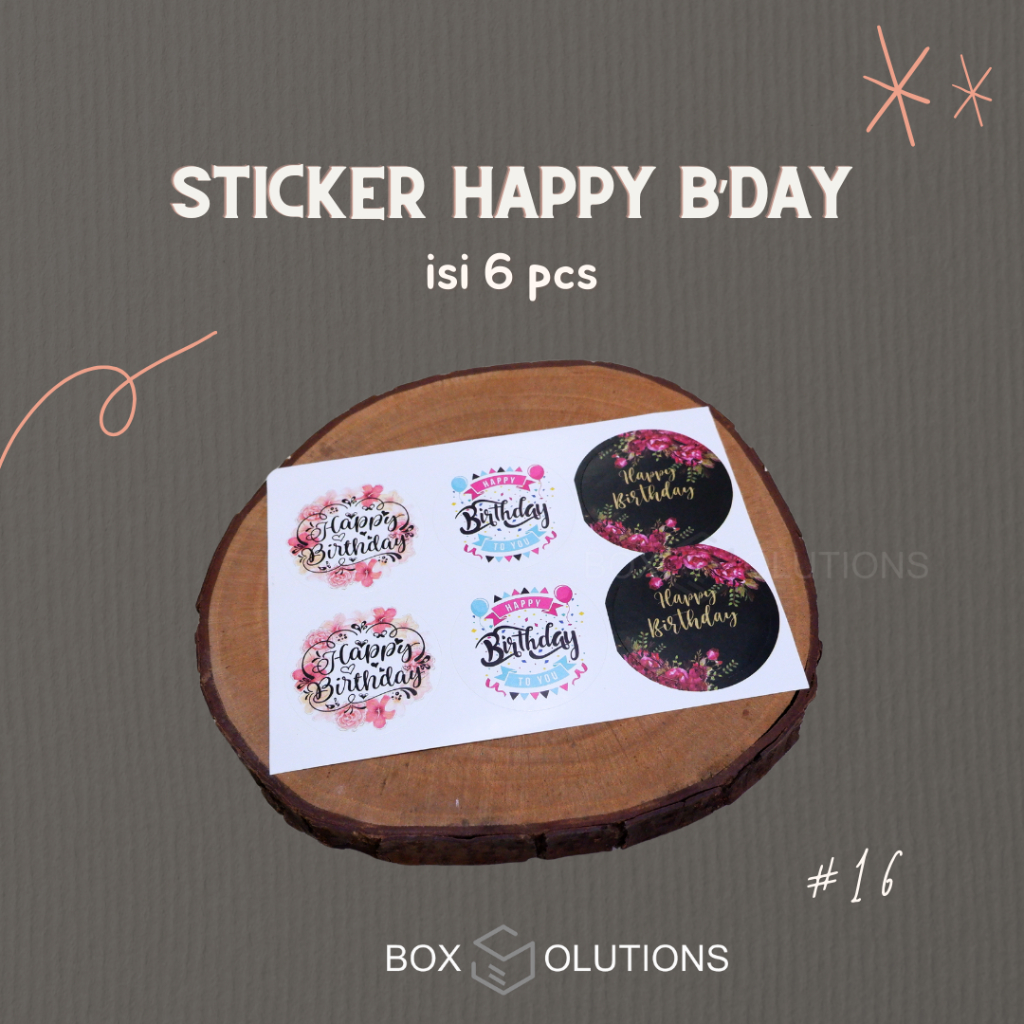 Jual sticker happy b'day #16 / sticker happy birthday isi 6 pcs (per ...