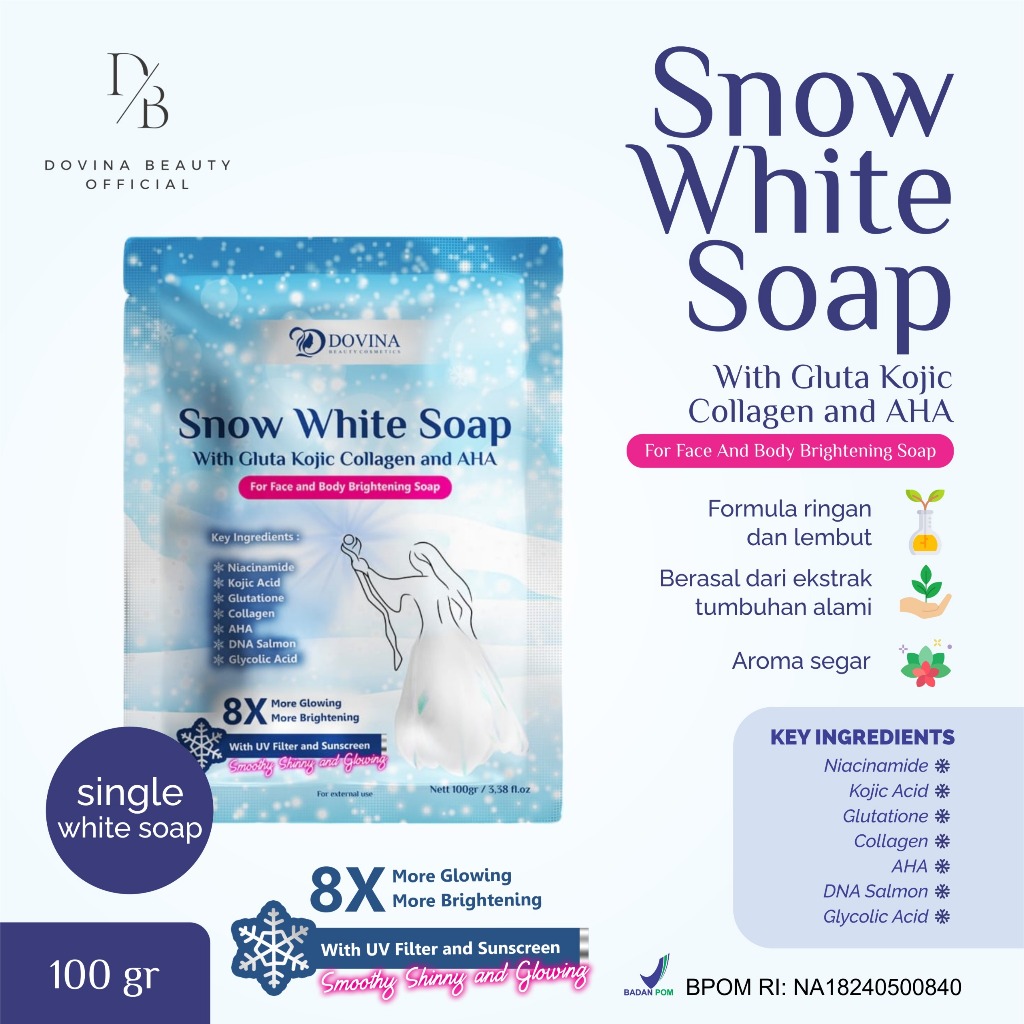 Jual Snow White Soap with Gluta Kojic Collagen and AHA | Shopee Indonesia