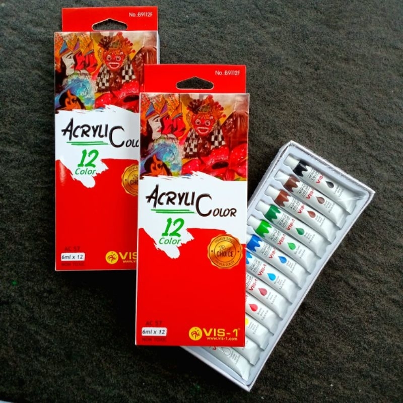 Jual Cat Acrylic VIS-1 6ml 12 Warna ( Set ) [ Original ] | Shopee Indonesia