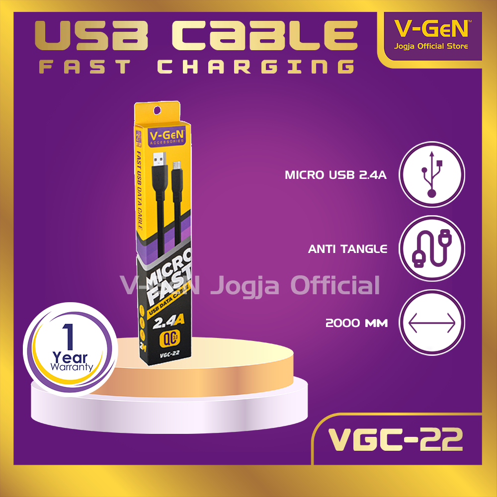 Jual Kabel Micro USB V-GeN VGC-22 2.4A QC3.0 Fast Charging 2 Meter ...