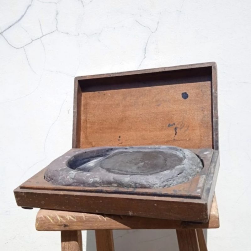 Jual Antik Batu Tempat Tinta Cina Frame Kayu Jati Ukuran Besar Kuno ...