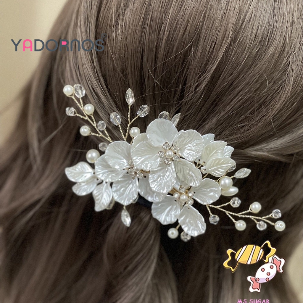 Jual YADORNOS Jepit Rambut Bunga Putih Hiasan Kepala Pernikahan Vintage ...
