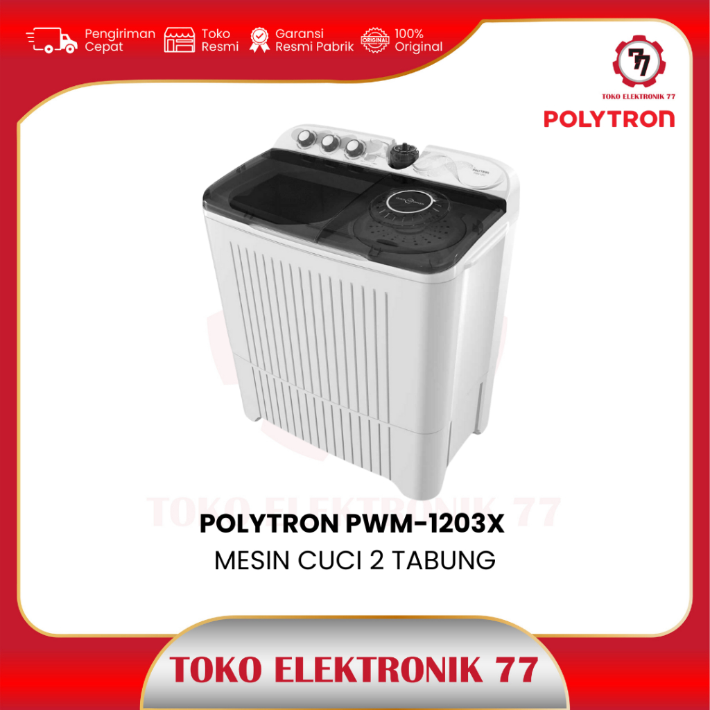 Jual POLYTRON PWM 1203X 12KG - Mesin cuci Polytron 2 tabung khusus solo ...