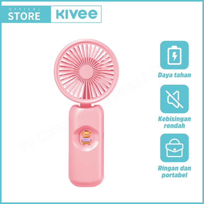 Jual KIVEE Kipas Angin Mini Portable Pink Cute 3-Speed Rechargeable ...