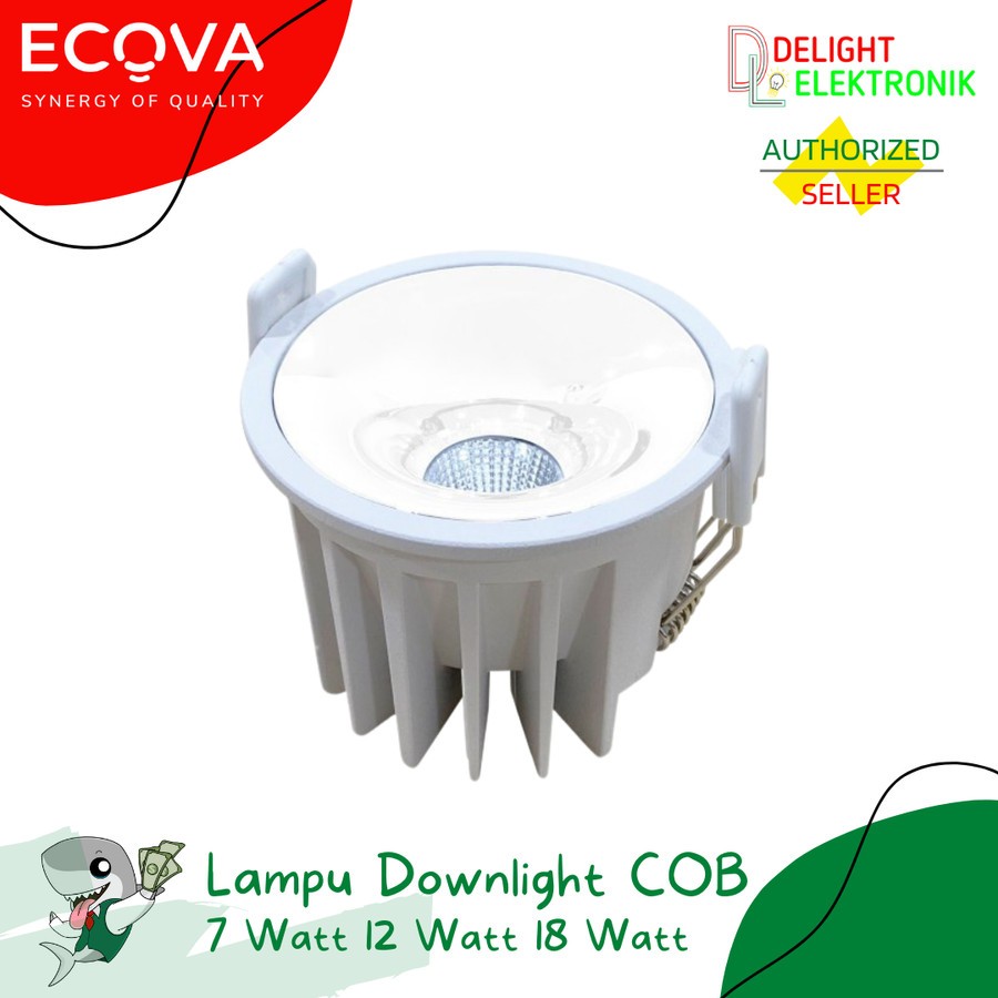 Jual Lampu LED Downlight COB Ecova 24 Derajat Putih Reflektor Putih 7 ...