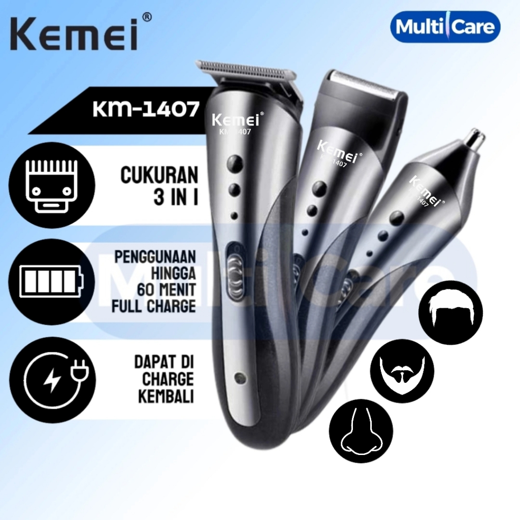Jual KEMEI KM 1407 hair clipper alat cukur rambut kumis jenggot recharge | Shopee Indonesia