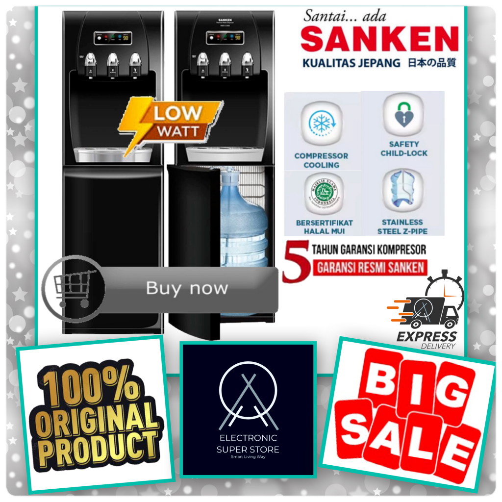 Jual SANKEN DISPENSER HWD-C500E C500E GALON BAWAH KOMPRESOR STAINLESS ...
