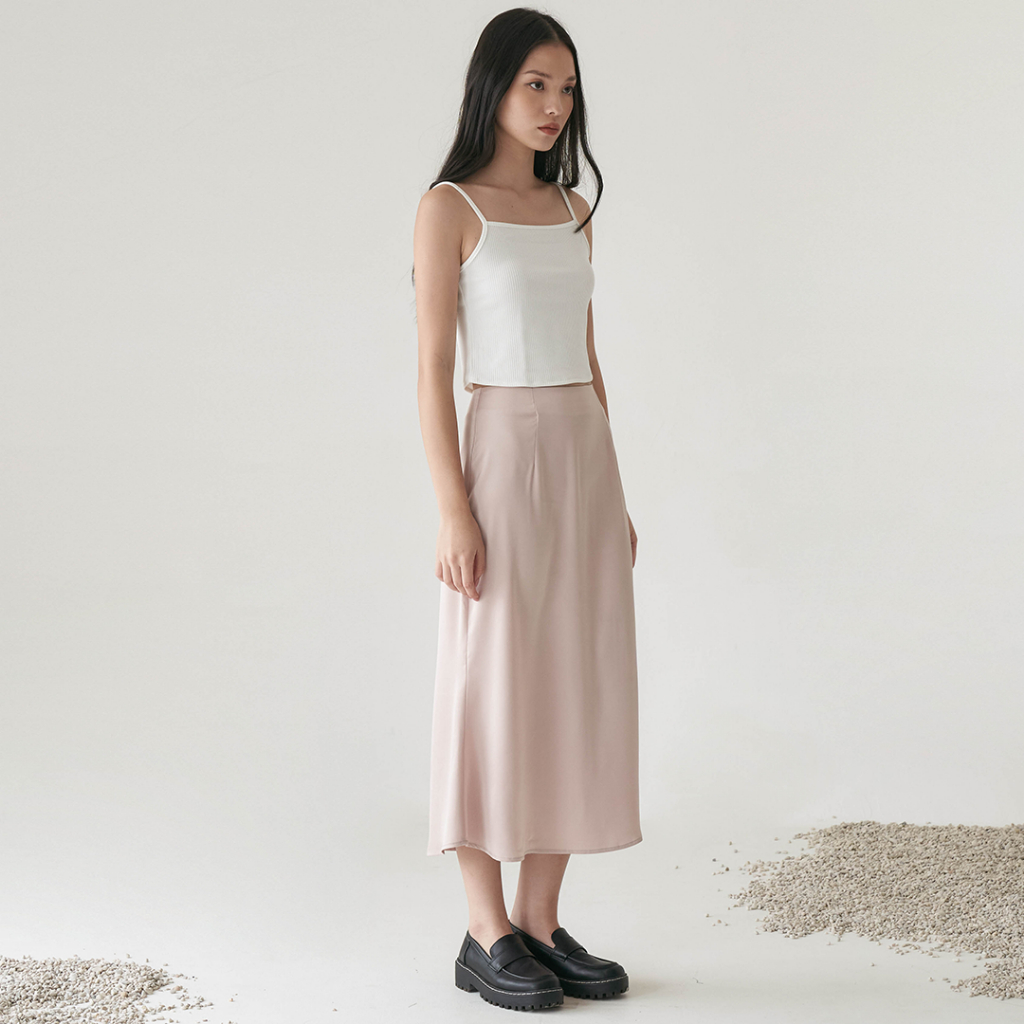 Jual InKano - Gale - Rok satin wanita warna bw creme dan hitam | Shopee ...