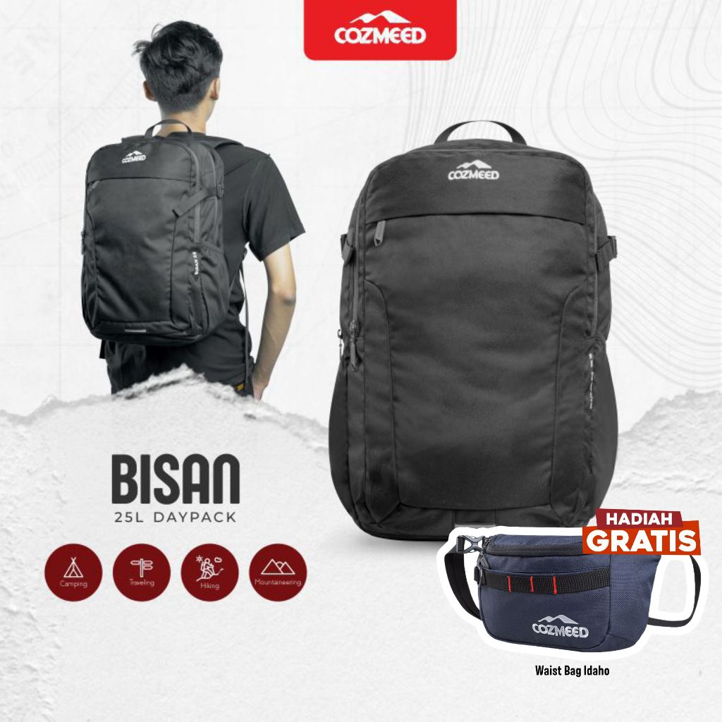 Jual Cozmeed Tas Ransel Daypack Sekolah Kantoran Cordura Bisan Hitam ...