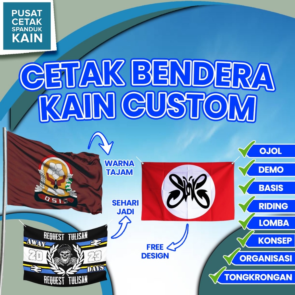 Jual CETAK BENDERA KAIN CUSTOM BENDERA KOMUNITAS ORGANISASI PERUSAHAAN ...
