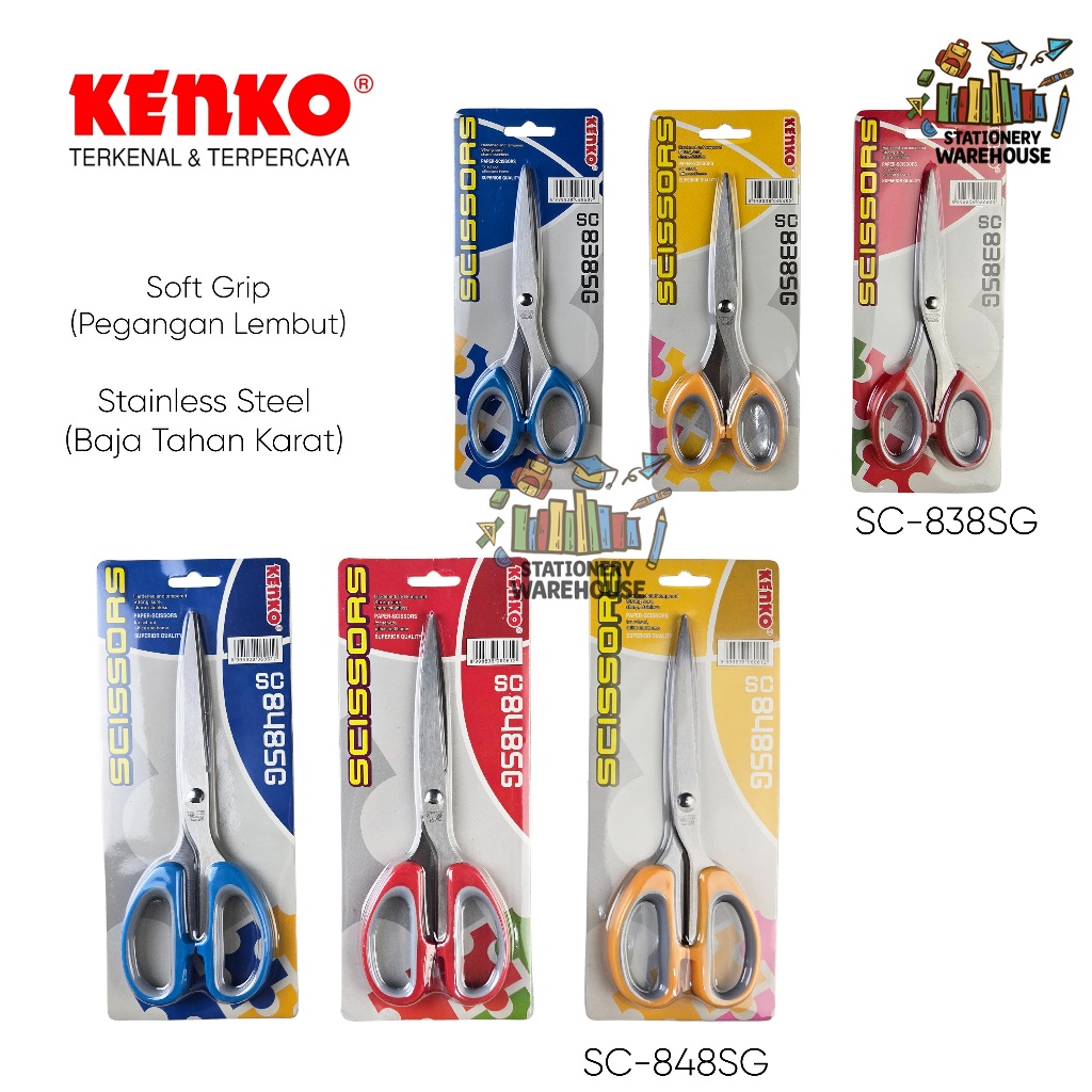 Jual KENKO Gunting Scissor SC-838SG SC-848SG Soft Grip Medium / ALAT ...