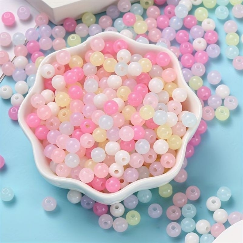 Jual (60 pcs ) manik jelly bulat 6mm dan 8mm || manik mote jelly DIY maronce | Shopee Indonesia