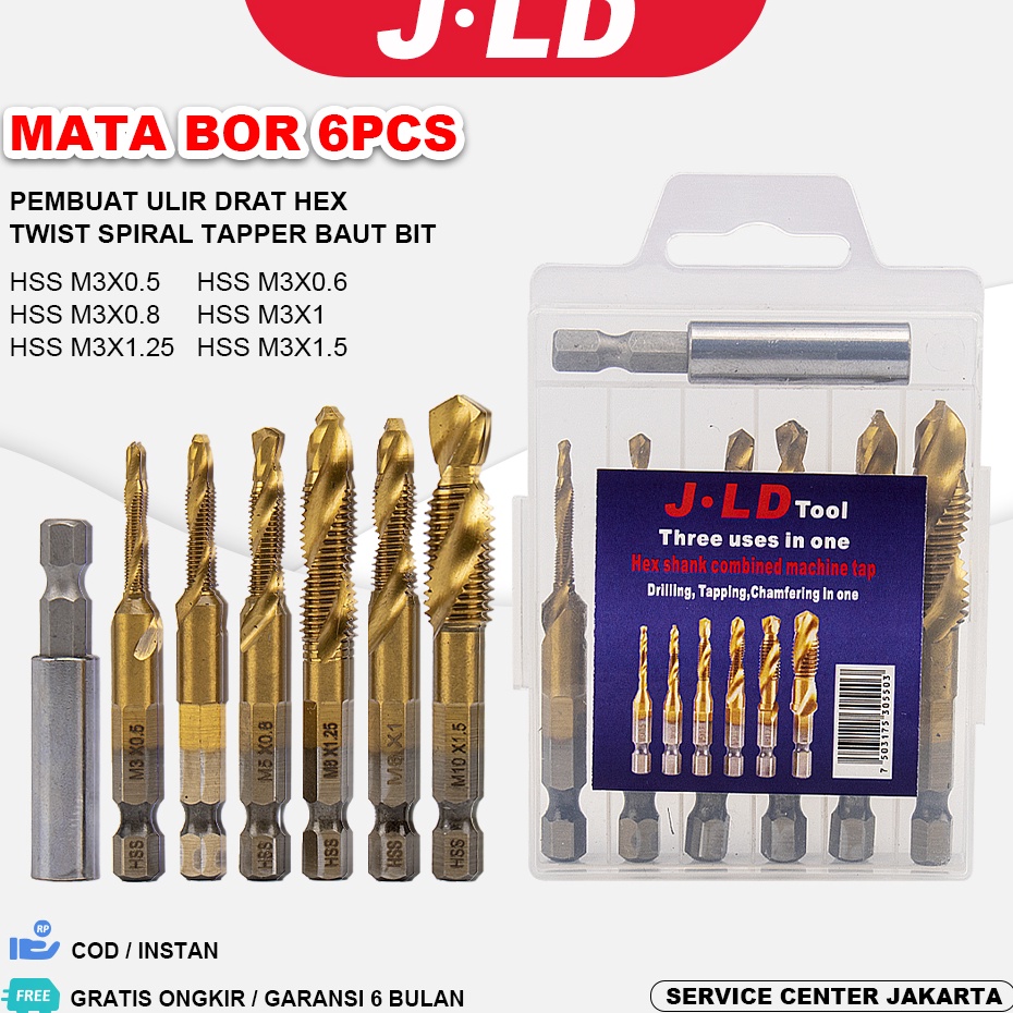 Jual Get Product JLD Mata Bor Multifungsi 6 PCS Pembuat Ulir Drat Drill ...