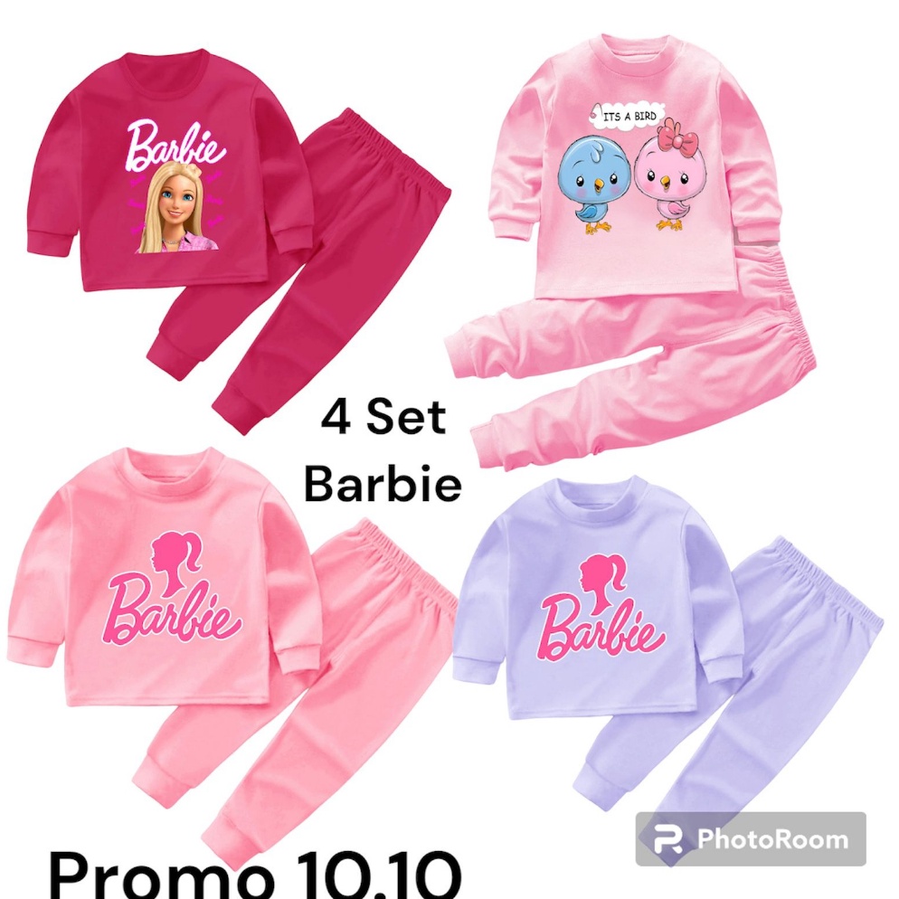Jual KODE B57H 4set Hemat Setelan Baju Tidur Piyama Panjang Barbie Anak ...