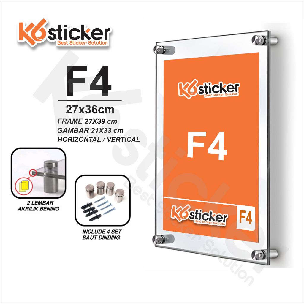 Jual Acrylic Wall Frame / Bingkai Foto Dinding Akrilik / F4 Bening / 2 ...