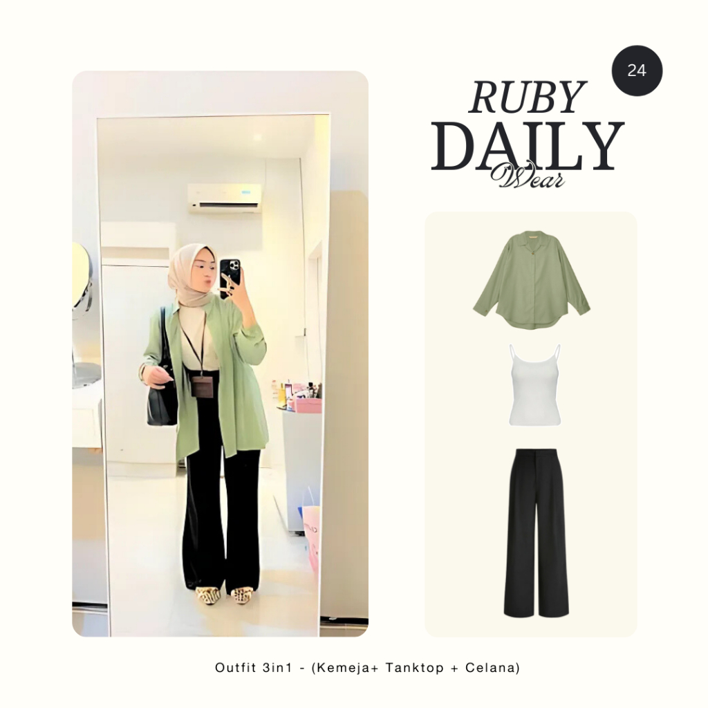 Jual Set Ruby One Set Hijab Kekinian OOTD Hijab Stylish Wanita Outfit ...