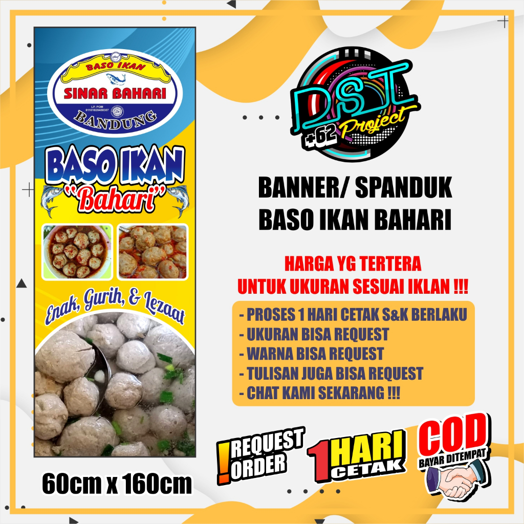 Jual BANNER / SPANDUK BASO IKAN BAHARI 60 x 160 | Shopee Indonesia