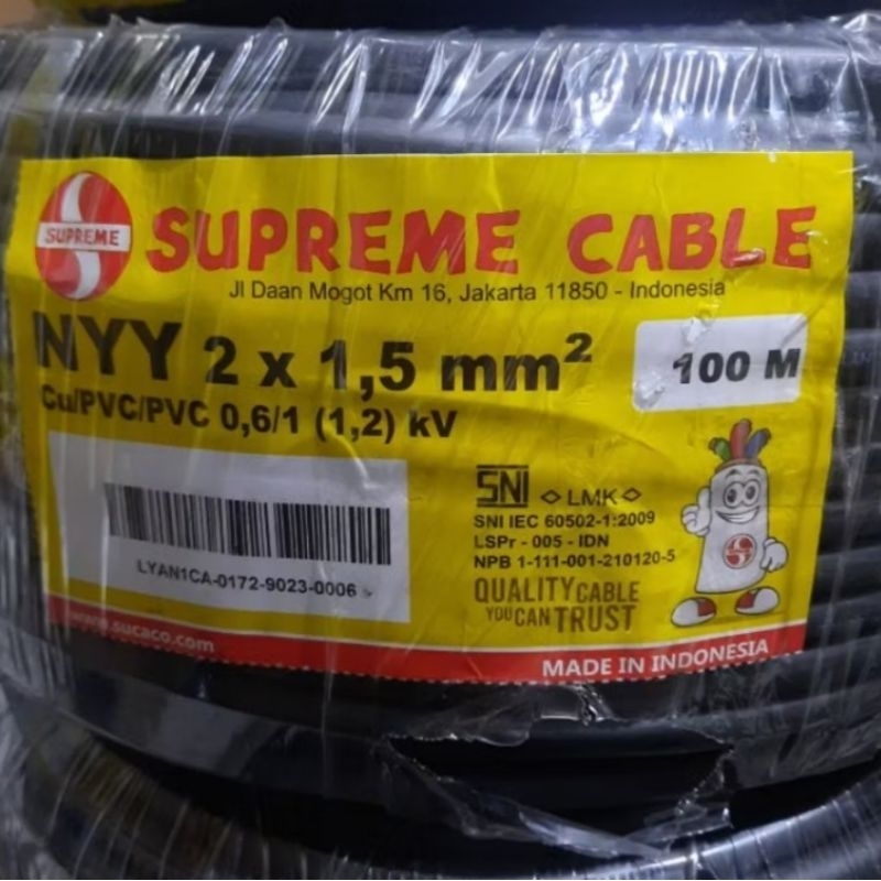 Jual Kabel supreme nyy 2x1,5 mm meteran kawat hitam | Shopee Indonesia