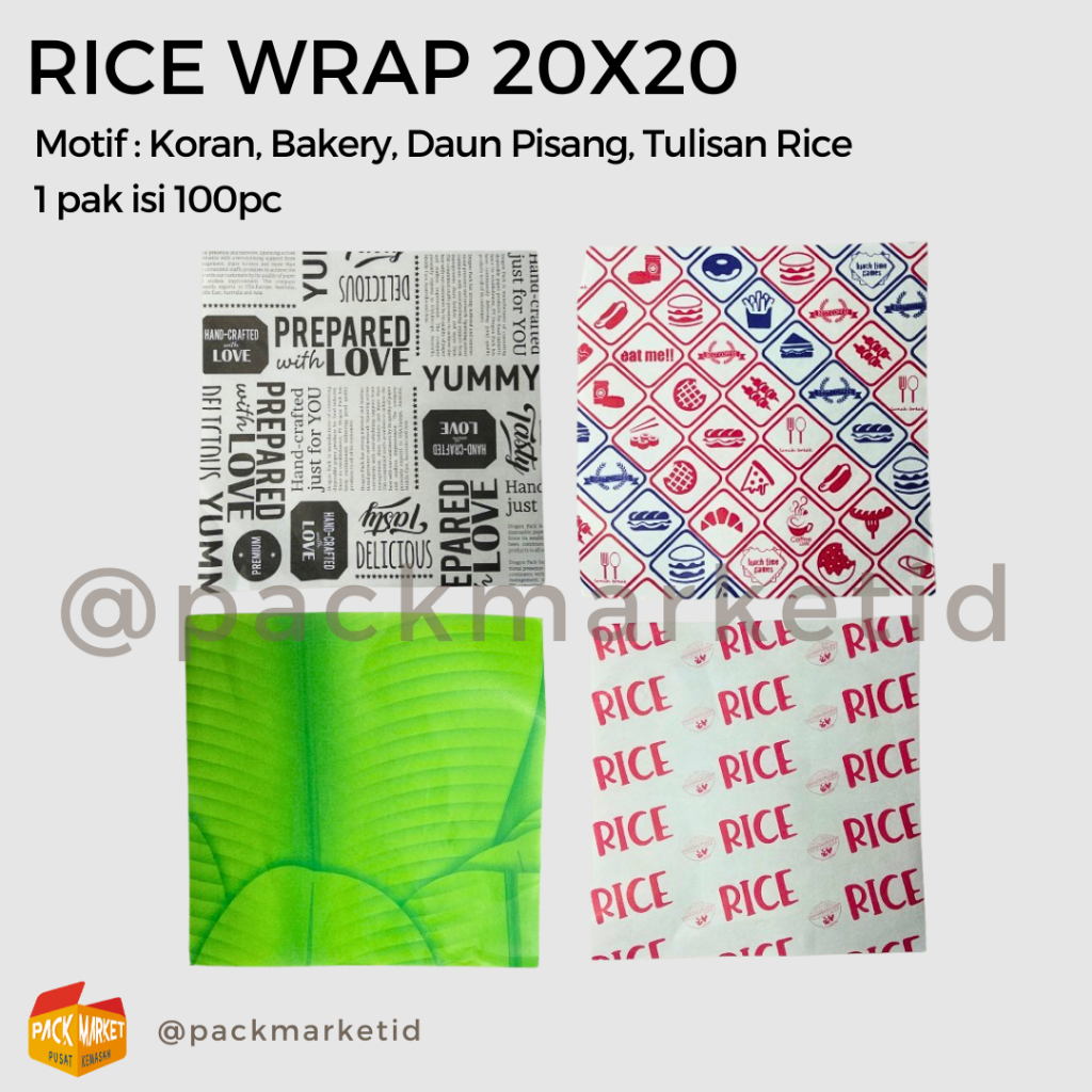 Jual RICE WRAP MOTIF 20x20 - 1 Pak isi 100 lembar | Shopee Indonesia