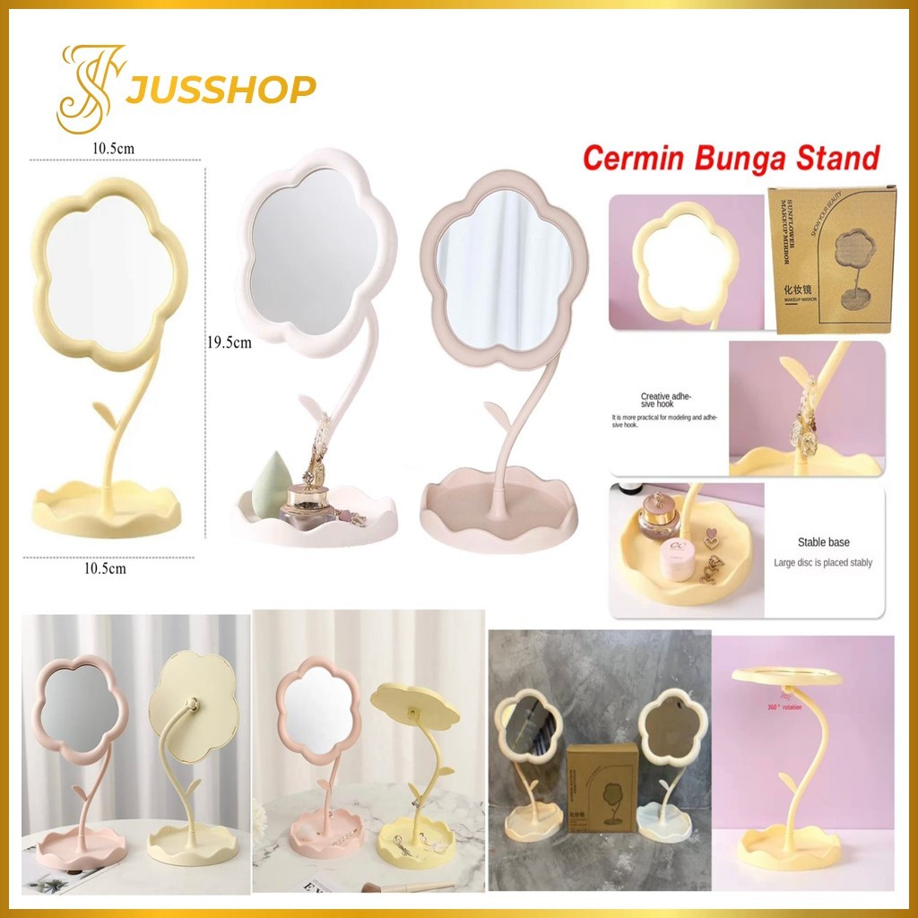 Jual Cermin Bunga Stand Aesthetic Stand Mirror Flower Rotating Kaca ...