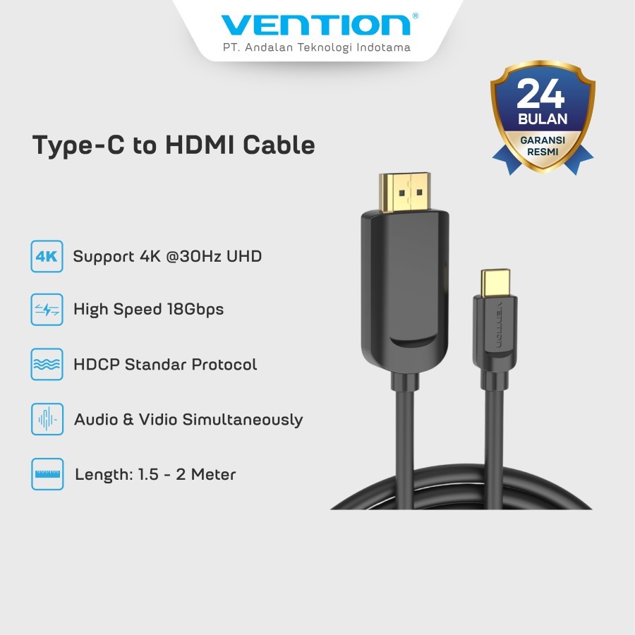 Jual Vention Kabel Audio Type-C to HDMI HD Video Converter - CGU | Shopee Indonesia