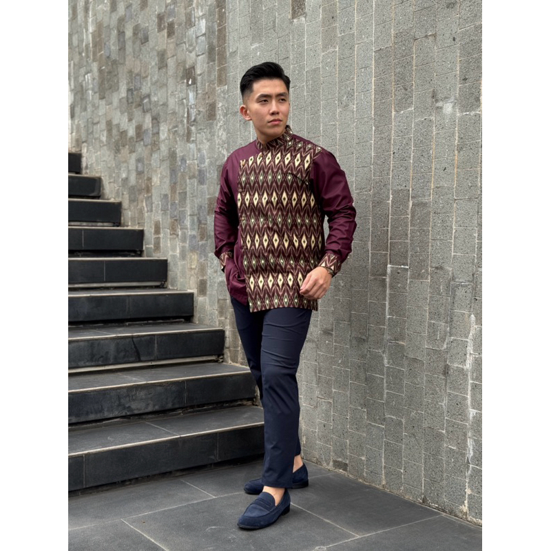 Jual Batik Koko Aswanta, Batik Kombinasi Koko Pria Premium, Kerah Koko ...