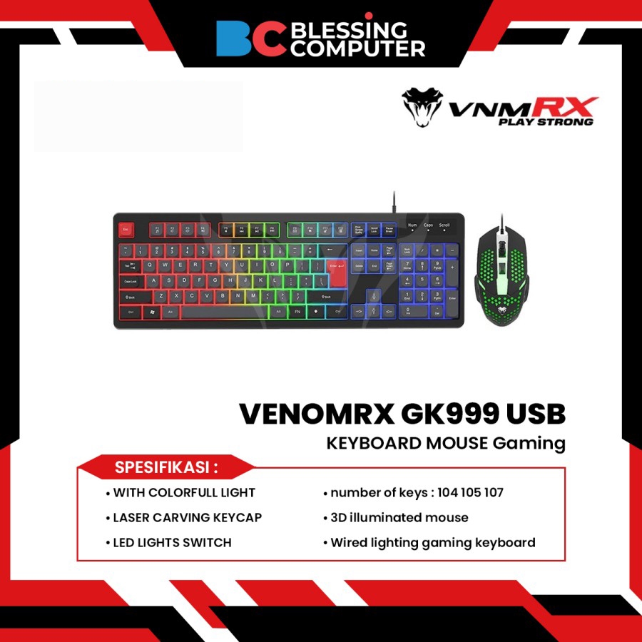 Jual KEYBOARD MOUSE Gaming VENOMRX GK999 USB | Shopee Indonesia