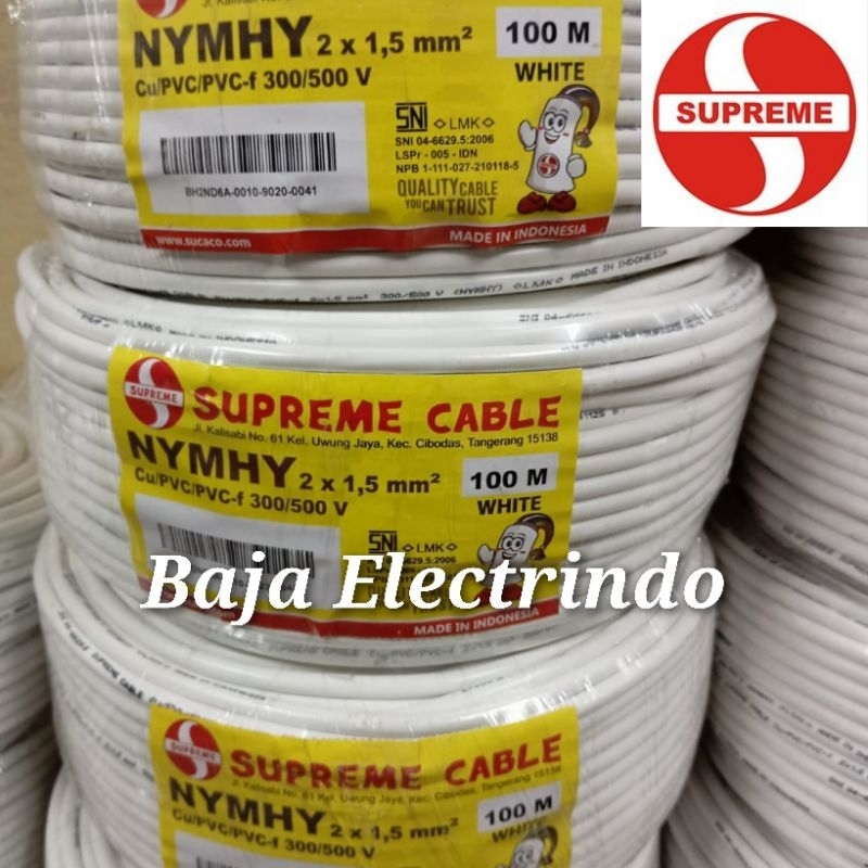 Jual Kabel Listrik Serabut NYMHY/NYYHY 2x1,5mm SUPREME @50m/100m NYMHY 2x1.5 2x1,5 mm 2x1.5mm ...