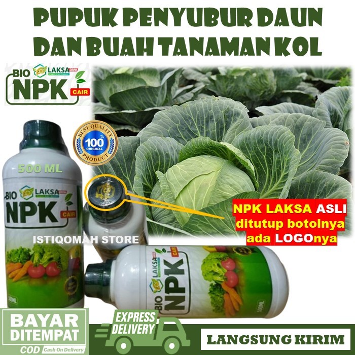 Jual Pupuk Penyubur Daun dan Buah Kol Terbaik BIO NPK LAKSA GROW 500ML Pupuk NPK Cair untuk ...