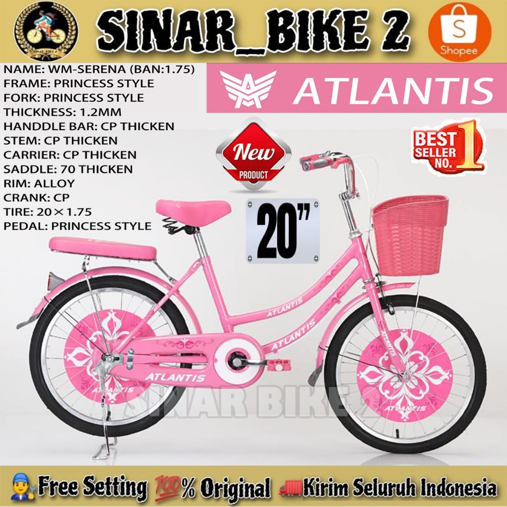 Jual Sepeda Mini Keranjang WM ATLANTIS SERENA Ukuran 20 Inch Usia 8-12 ...