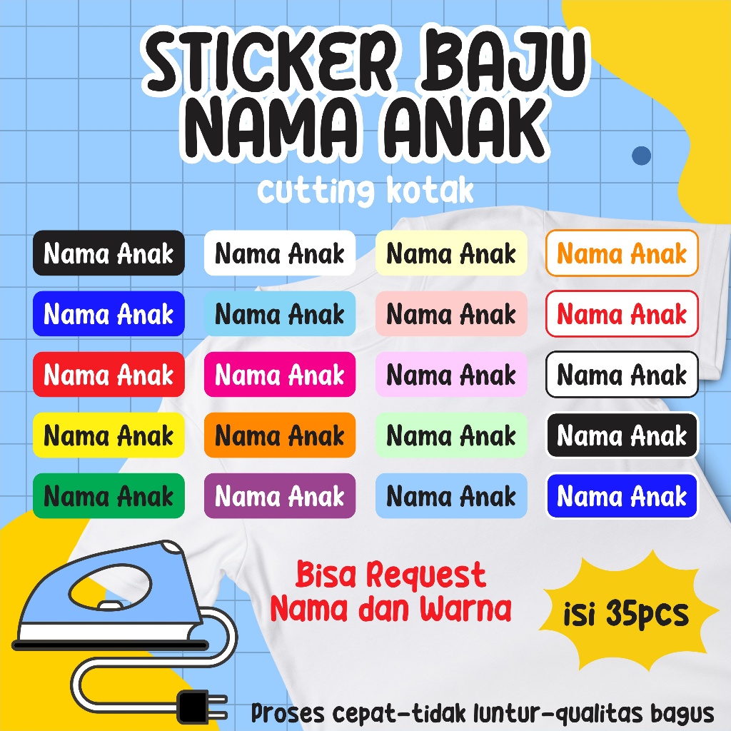 Jual Sablon setrika Sticker label nama dtf custom label nama anak ...