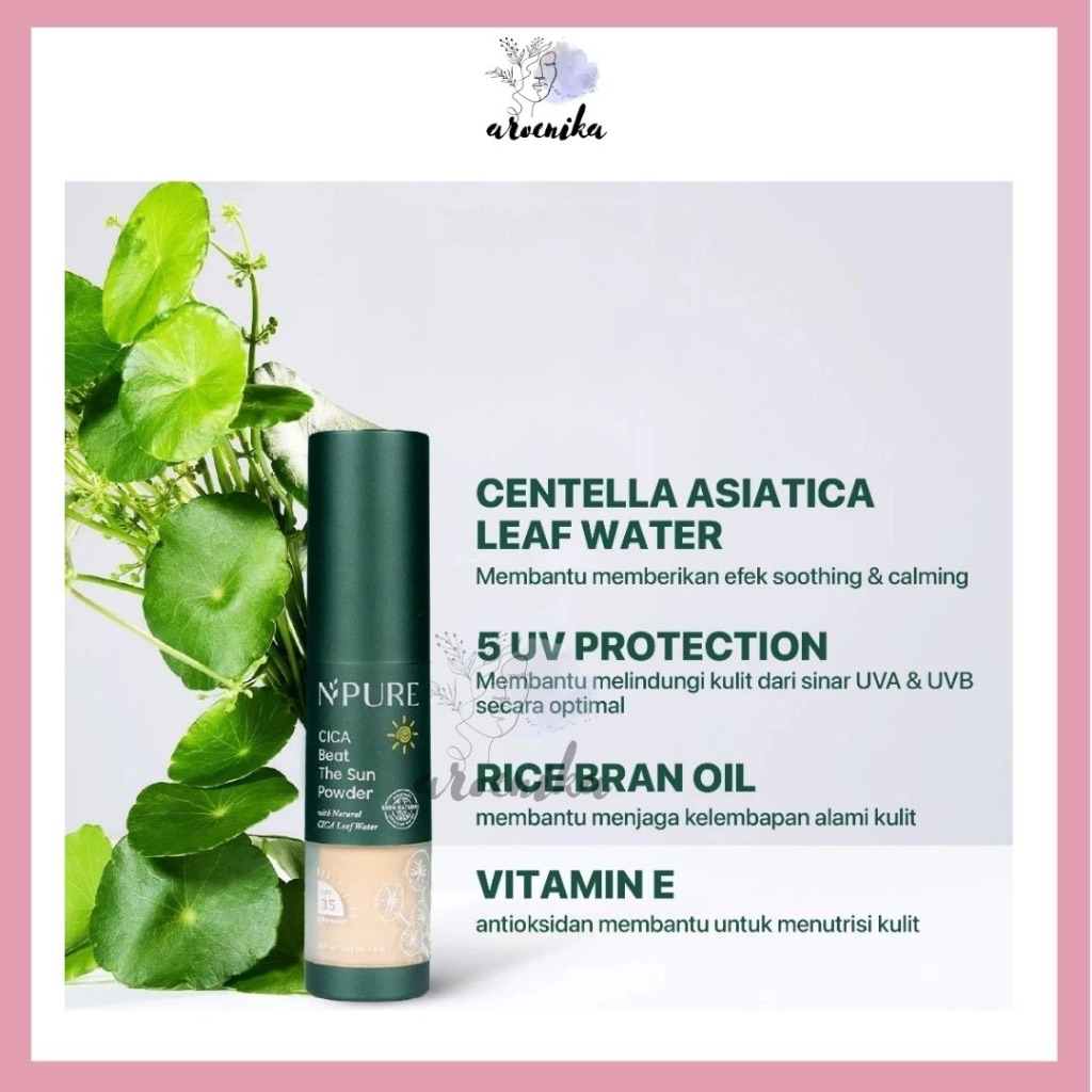 Jual [AROENIKA] NPURE Sunscreen Powder Cica / Beat the Sun Powder ...