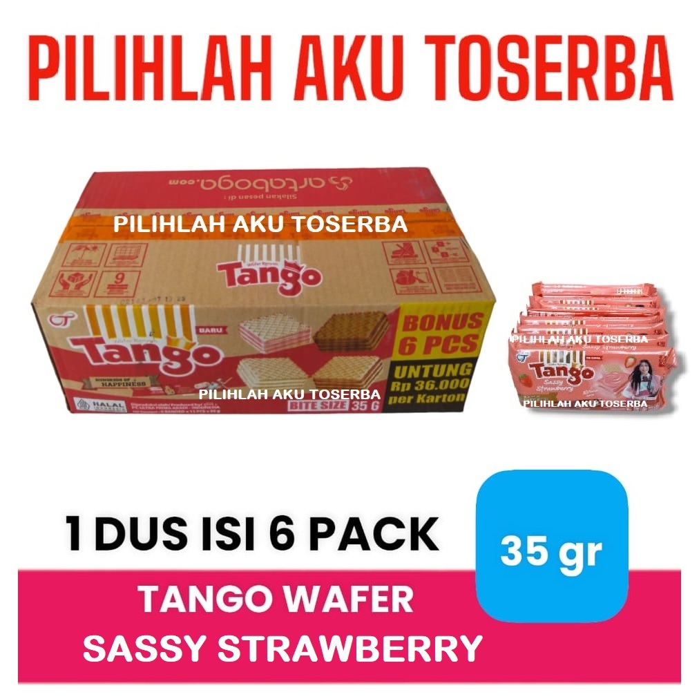 Jual Tango Wafer STRAWBERRY 35 gr - ( HARGA 1 DUS ISI 6 PACK ) | Shopee ...