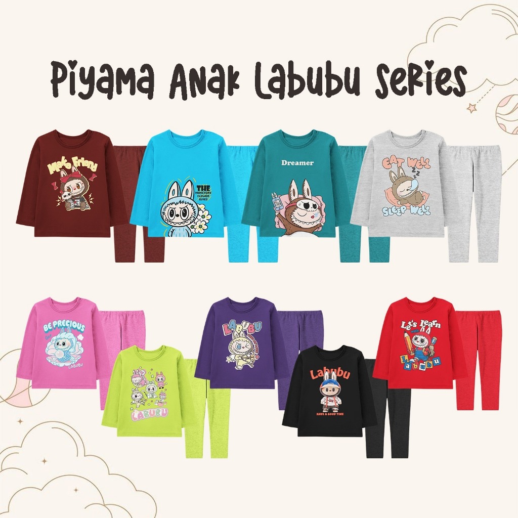 Jual Piyama Anak Laki laki Perempuan Labubu Series 1-10 Tahun | Shopee ...