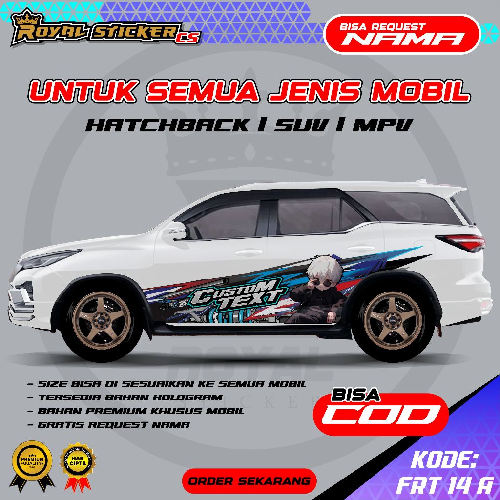Jual DECAL STIKER MOBIL FORTUNER INNOVA JAZZ YARIS SIGRA MOTIF KARAKTER ...