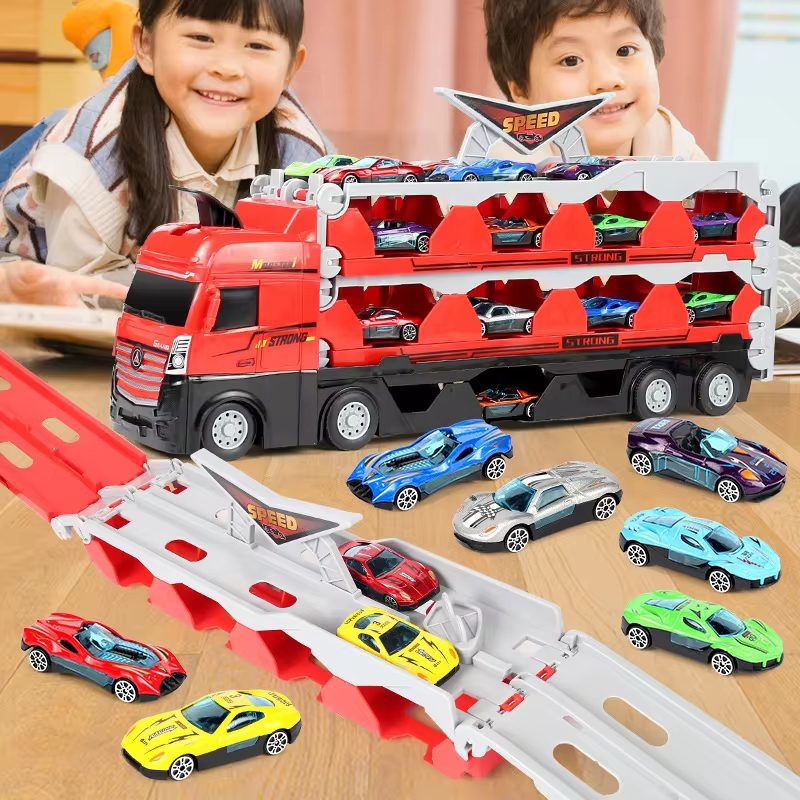 Jual Mobil Truk Container Mainan Hauler Truk dengan Lintasan Balap ...