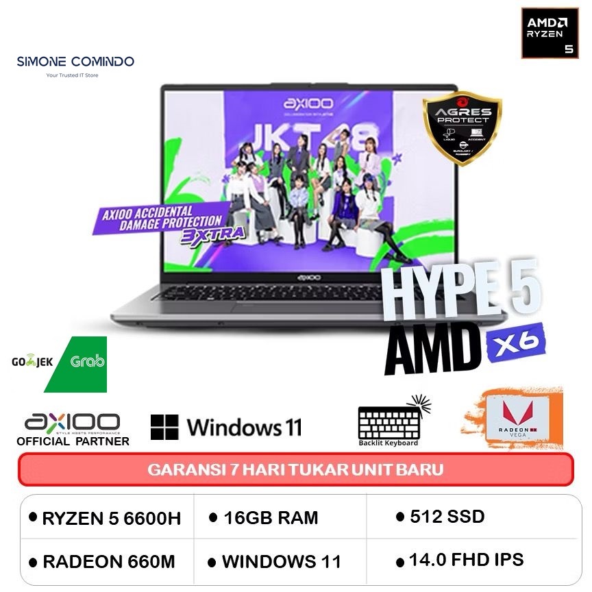 Jual Axioo Hype 5 AMD X6 RYZEN 5 6600H 16GB 1TB W11 14.0FHD | Shopee ...