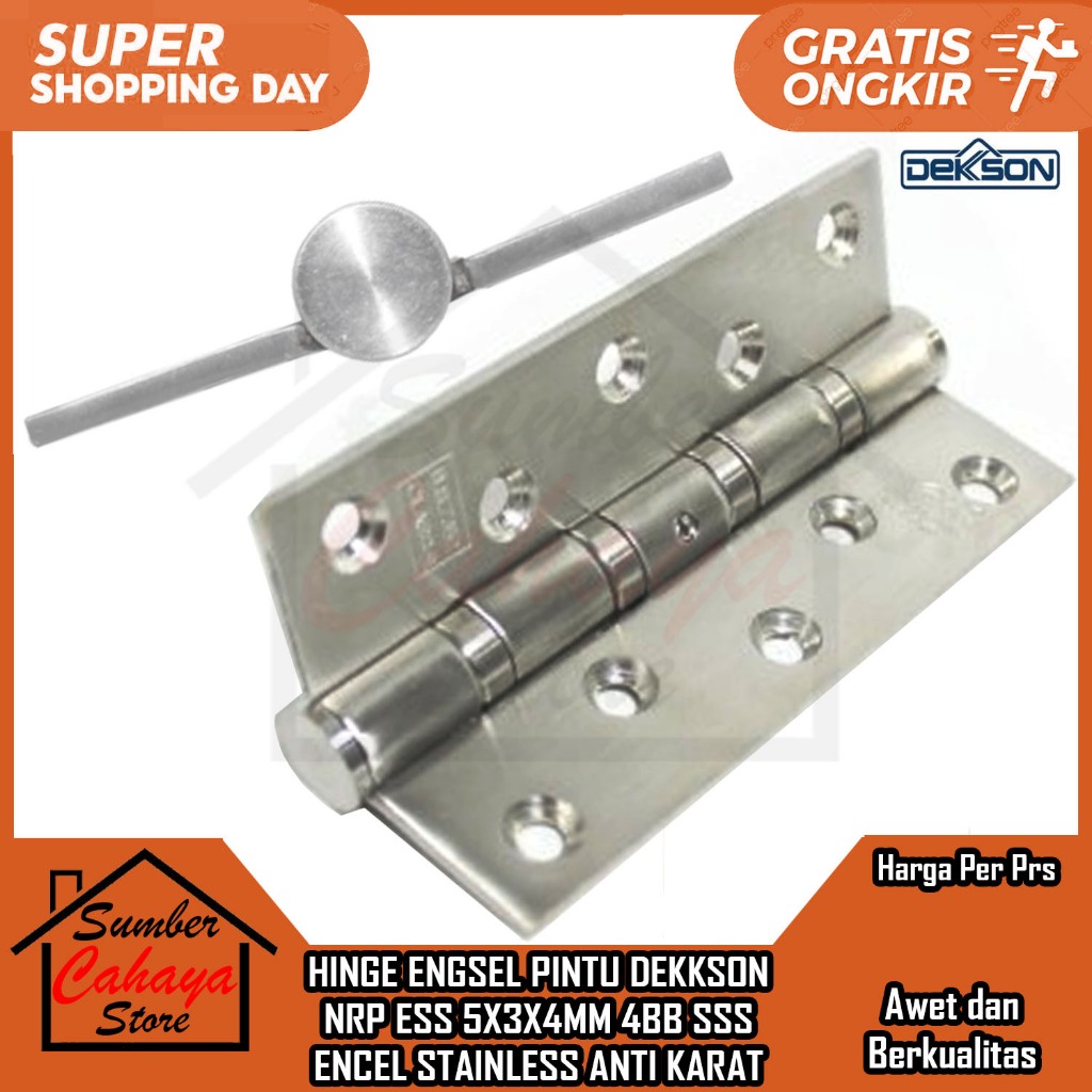 Jual Hinge Engsel Ensil Pintu Dekkson Nrp Ess 5x3x4mm 4bb Sss Jendela ...