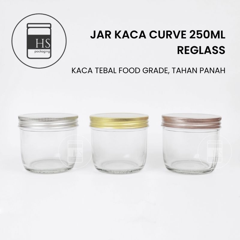 Jual Hs packaging - Reglass curved 250ml toples kaca / jar glass ...