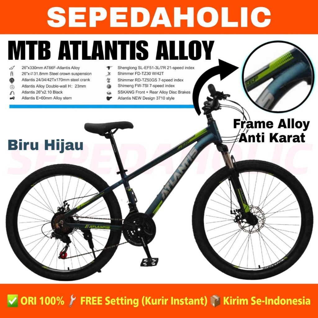 Jual Sepeda Gunung MTB ATLANTIS 66F Alloy Alumunium Ukuran 26 Inch 21 Speed Rem Cakram | Shopee ...