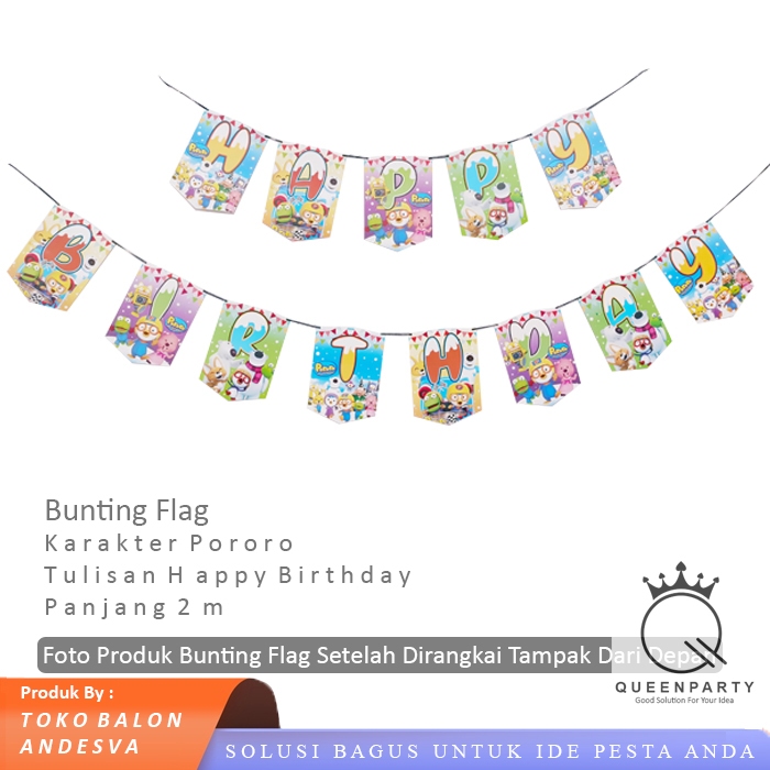 Jual Banner hbd pororo / Bunting Flag Hbd pororo / Banner Hbd kartun ...